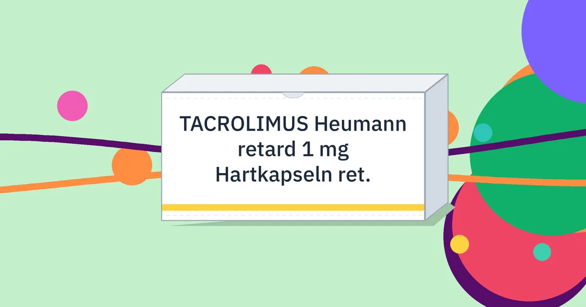 Symbolbild: Packung mit der Aufschrift TACROLIMUS Heumann retard 1 mg Hartkapseln ret. (PZN 18490772) – Verfügbarkeit und Bezug in Apotheken in Frankfurt am Main