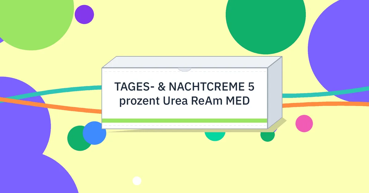 Symbolbild: Packung mit der Aufschrift TAGES- & NACHTCREME 5 prozent Urea ReAm MED (PZN 13514841) – Verfügbarkeit und Bezug in Apotheken in Frankfurt am Main