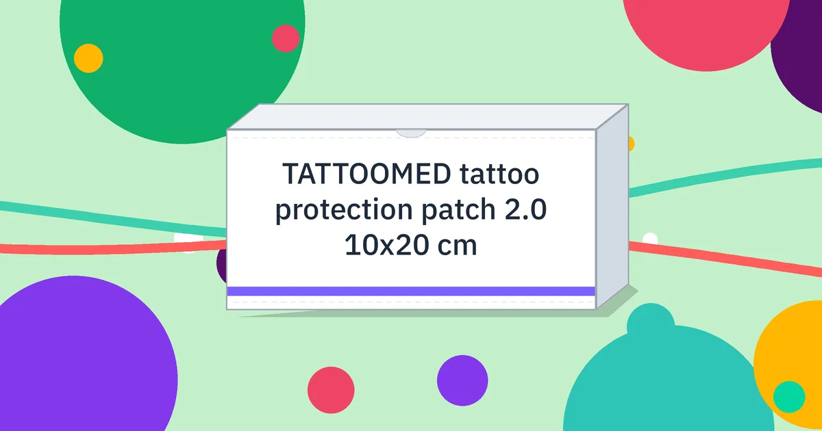 Symbolbild: Packung mit der Aufschrift TATTOOMED tattoo protection patch 2.0 10x20 cm (PZN 12731588) – Verfügbarkeit und Bezug in Apotheken in Frankfurt am Main