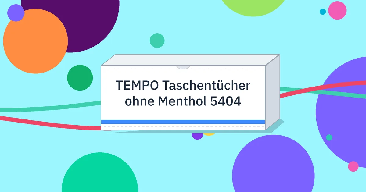 Symbolbild: Packung mit der Aufschrift TEMPO Taschentücher ohne Menthol 5404 (PZN 03339992) – Verfügbarkeit und Bezug in Apotheken in Frankfurt am Main