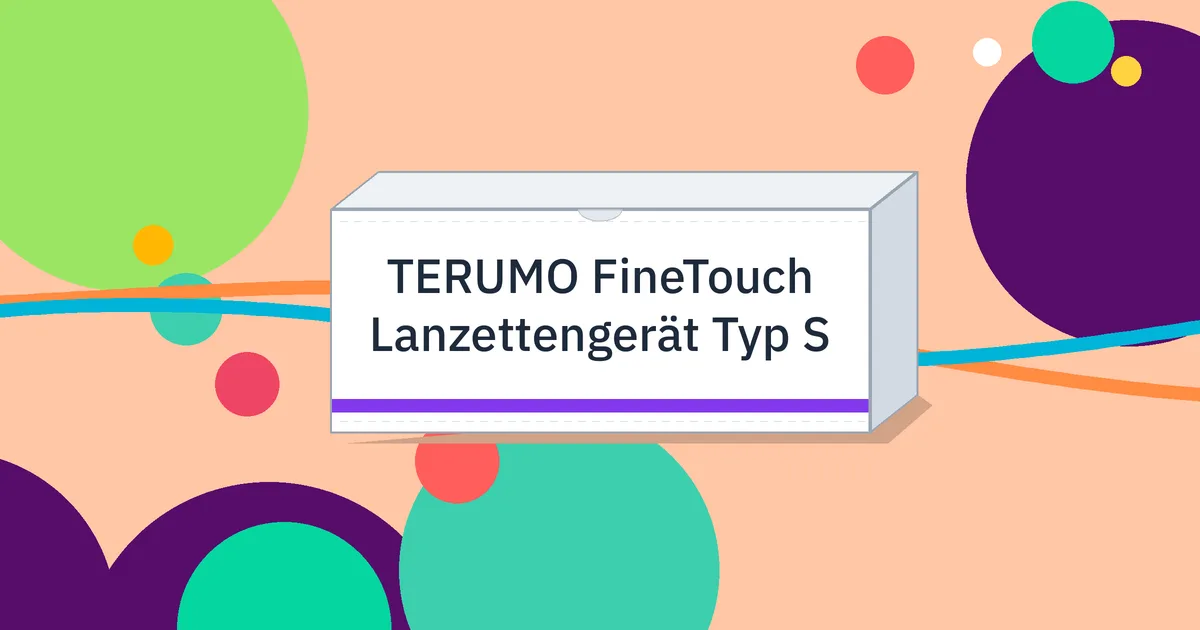 Symbolbild: Packung mit der Aufschrift TERUMO FineTouch Lanzettengerät Typ S (PZN 01710459) – Verfügbarkeit und Bezug in Apotheken in Frankfurt am Main