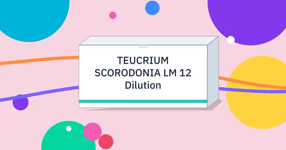 Symbolbild: Packung mit der Aufschrift TEUCRIUM SCORODONIA LM 12 Dilution (PZN 13217540) – Verfügbarkeit und Bezug in Apotheken in Frankfurt am Main