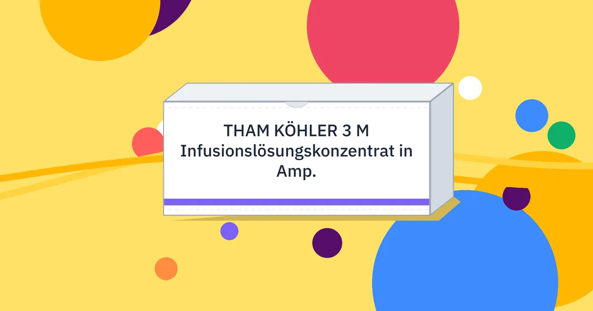 Symbolbild: Packung mit der Aufschrift THAM KÖHLER 3 M Infusionslösungskonzentrat in Amp. (PZN 05974770) – Verfügbarkeit und Bezug in Apotheken in Frankfurt am Main