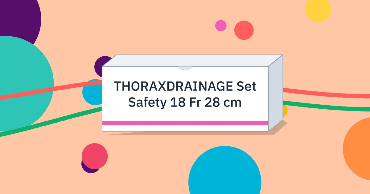 Symbolbild: Packung mit der Aufschrift THORAXDRAINAGE Set Safety 18 Fr 28 cm (PZN 13914606) – Verfügbarkeit und Bezug in Apotheken in Frankfurt am Main