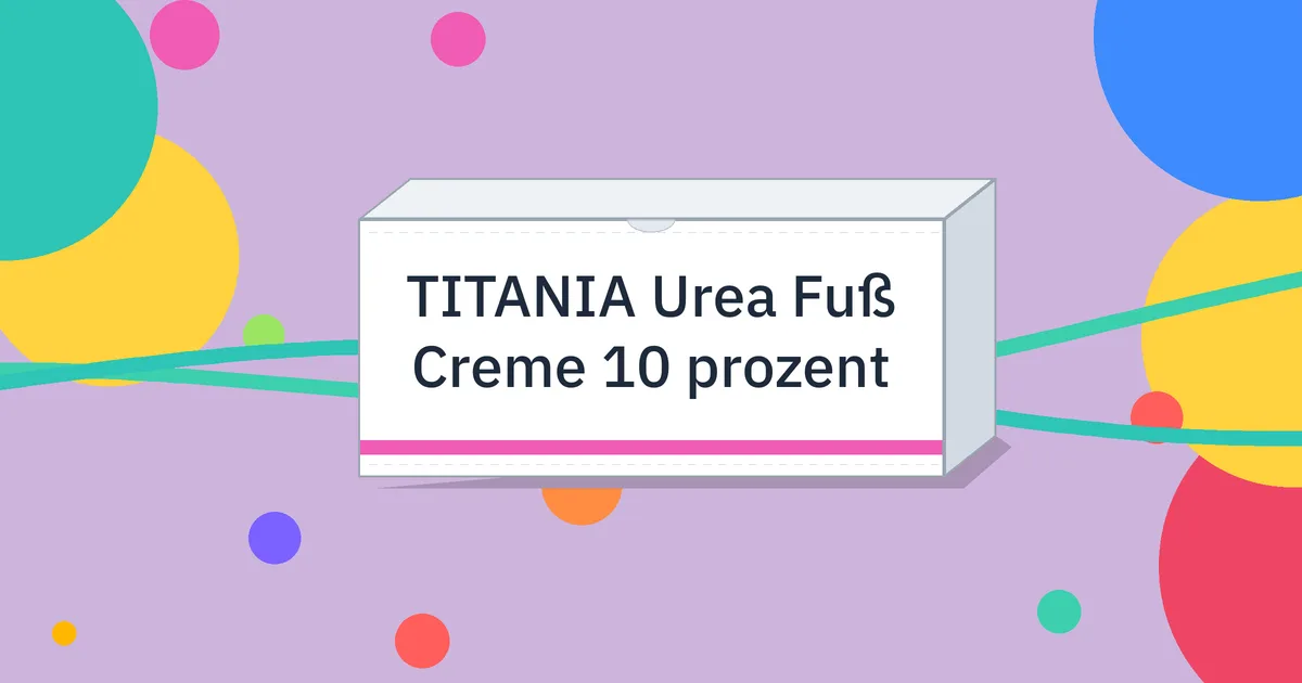 Symbolbild: Packung mit der Aufschrift TITANIA Urea Fuß Creme 10 prozent (PZN 18904972) – Verfügbarkeit und Bezug in Apotheken in Frankfurt am Main