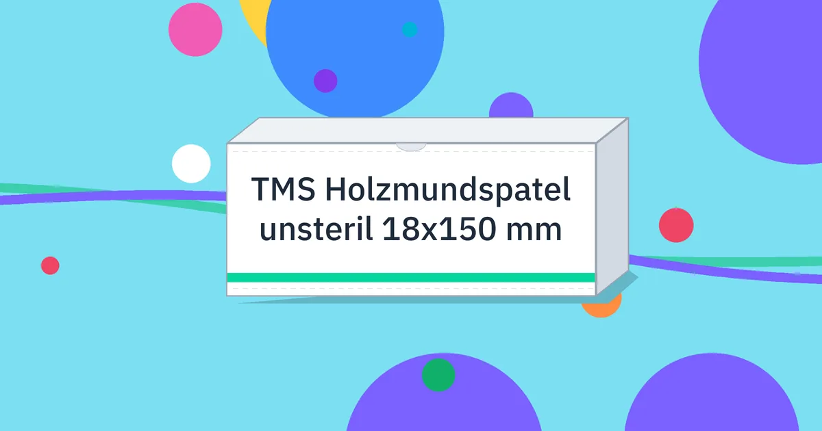 Symbolbild: Packung mit der Aufschrift TMS Holzmundspatel unsteril 18x150 mm (PZN 16032982) – Verfügbarkeit und Bezug in Apotheken in Frankfurt am Main
