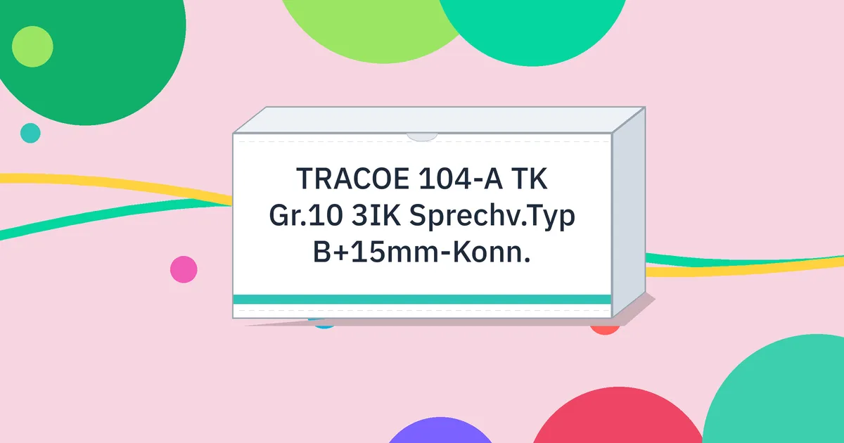 Symbolbild: Packung mit der Aufschrift TRACOE 104-A TK Gr.10 3IK Sprechv.Typ B+15mm-Konn. (PZN 02141087) – Verfügbarkeit und Bezug in Apotheken in Frankfurt am Main