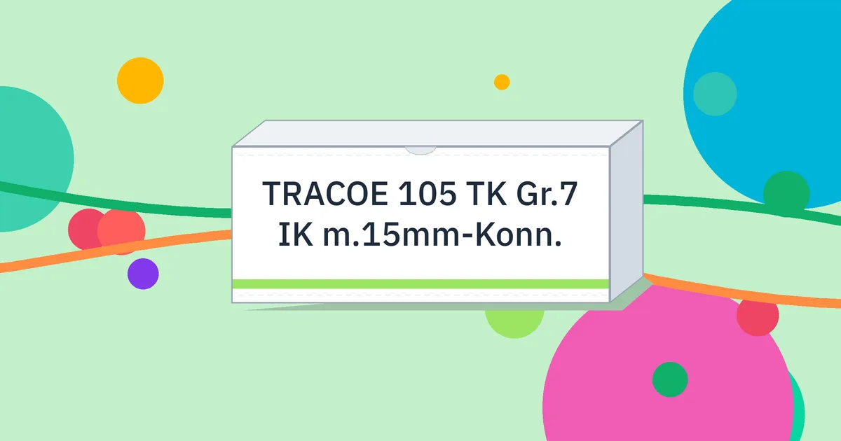 Symbolbild: Packung mit der Aufschrift TRACOE 105 TK Gr.7 IK m.15mm-Konn. (PZN 02720678) – Verfügbarkeit und Bezug in Apotheken in Frankfurt am Main