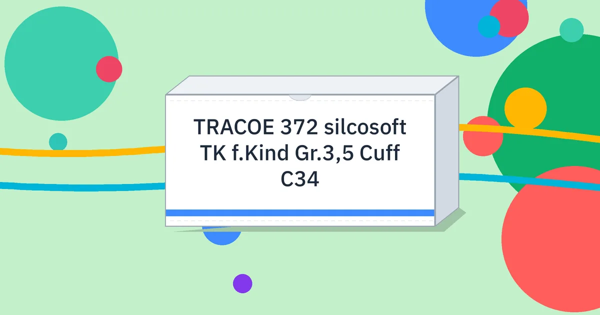 Symbolbild: Packung mit der Aufschrift TRACOE 372 silcosoft TK f.Kind Gr.3,5 Cuff C34 (PZN 14316132) – Verfügbarkeit und Bezug in Apotheken in Frankfurt am Main