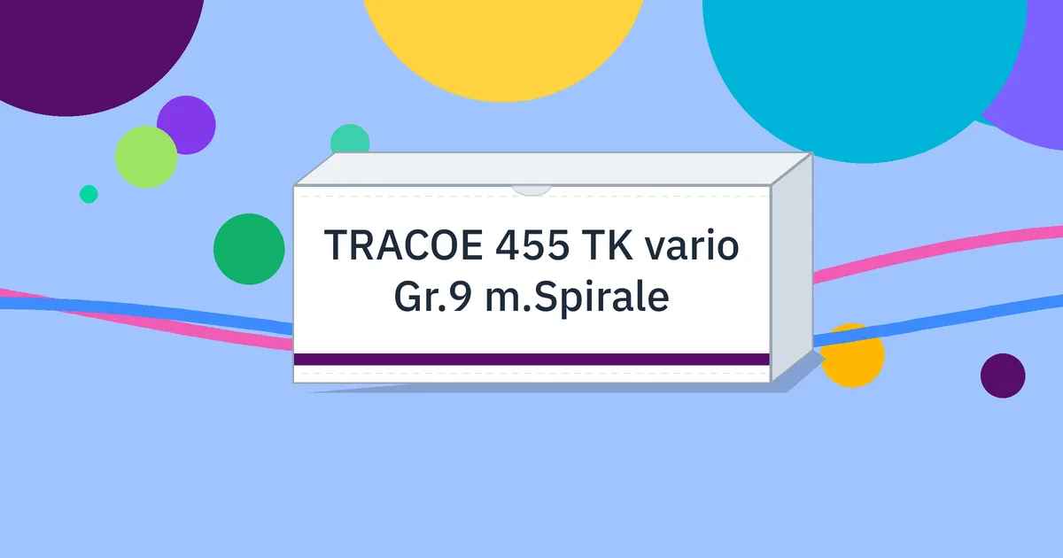 Symbolbild: Packung mit der Aufschrift TRACOE 455 TK vario Gr.9 m.Spirale (PZN 02363793) – Verfügbarkeit und Bezug in Apotheken in Frankfurt am Main