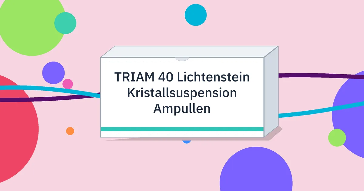 Symbolbild: Packung mit der Aufschrift TRIAM 40 Lichtenstein Kristallsuspension Ampullen (PZN 04692710) – Verfügbarkeit und Bezug in Apotheken in Frankfurt am Main