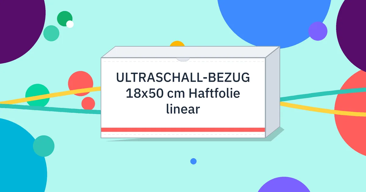 Symbolbild: Packung mit der Aufschrift ULTRASCHALL-BEZUG 18x50 cm Haftfolie linear (PZN 07599129) – Verfügbarkeit und Bezug in Apotheken in Frankfurt am Main