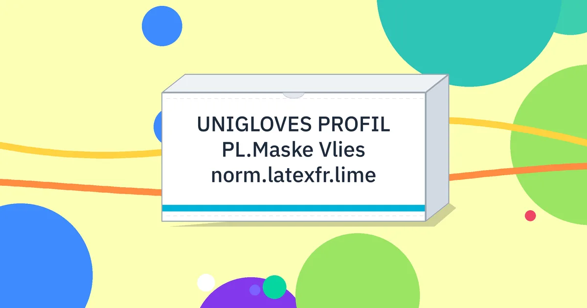 Symbolbild: Packung mit der Aufschrift UNIGLOVES PROFIL PL.Maske Vlies norm.latexfr.lime (PZN 18176946) – Verfügbarkeit und Bezug in Apotheken in Frankfurt am Main