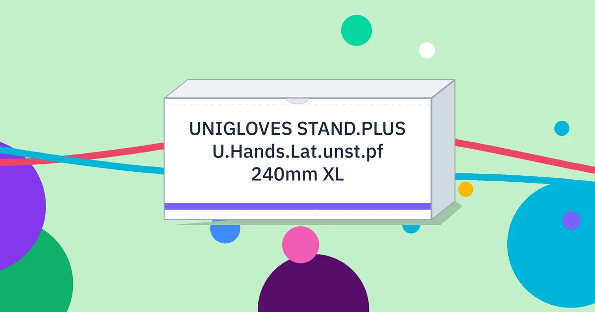 Symbolbild: Packung mit der Aufschrift UNIGLOVES STAND.PLUS U.Hands.Lat.unst.pf 240mm XL (PZN 18836213) – Verfügbarkeit und Bezug in Apotheken in Frankfurt am Main