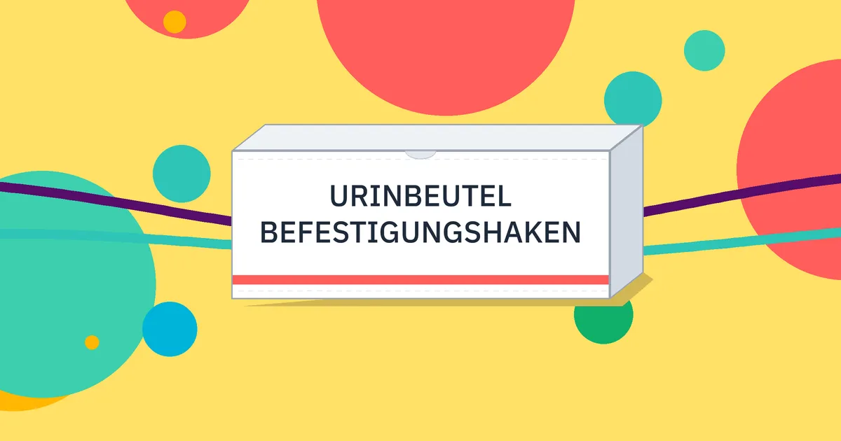 Symbolbild: Packung mit der Aufschrift URINBEUTEL BEFESTIGUNGSHAKEN (PZN 07293689) – Verfügbarkeit und Bezug in Apotheken in Frankfurt am Main