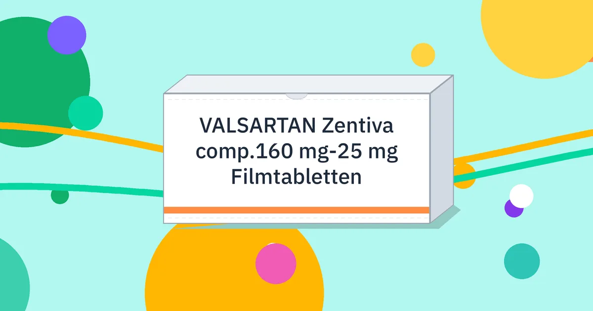Symbolbild: Packung mit der Aufschrift VALSARTAN Zentiva comp.160 mg-25 mg Filmtabletten (PZN 08409510) – Verfügbarkeit und Bezug in Apotheken in Frankfurt am Main