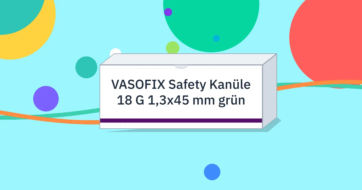 Symbolbild: Packung mit der Aufschrift VASOFIX Safety Kanüle 18 G 1,3x45 mm grün (PZN 14028143) – Verfügbarkeit und Bezug in Apotheken in Frankfurt am Main