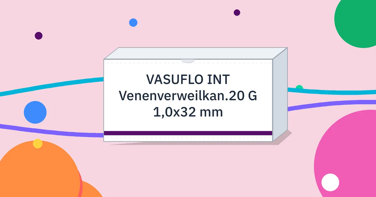 Symbolbild: Packung mit der Aufschrift VASUFLO INT Venenverweilkan.20 G 1,0x32 mm (PZN 03534570) – Verfügbarkeit und Bezug in Apotheken in Frankfurt am Main