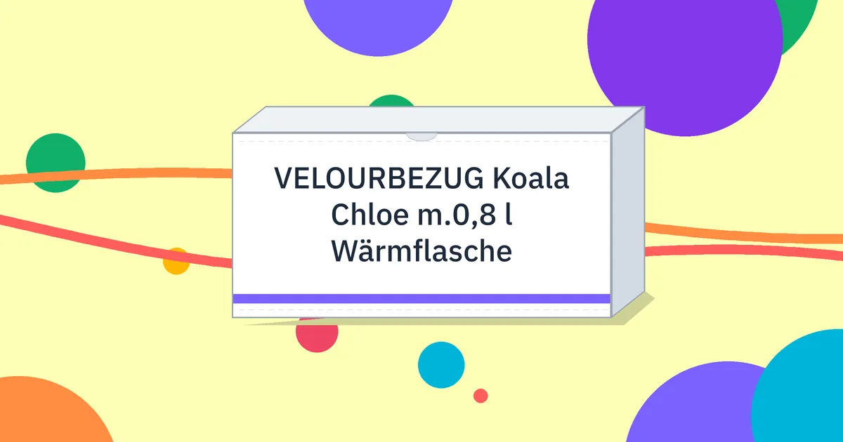 Symbolbild: Packung mit der Aufschrift VELOURBEZUG Koala Chloe m.0,8 l Wärmflasche (PZN 16766744) – Verfügbarkeit und Bezug in Apotheken in Frankfurt am Main