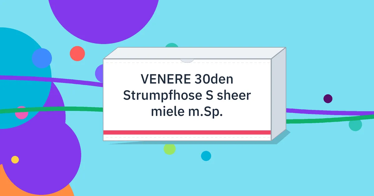 Symbolbild: Packung mit der Aufschrift VENERE 30den Strumpfhose S sheer miele m.Sp. (PZN 16172513) – Verfügbarkeit und Bezug in Apotheken in Frankfurt am Main