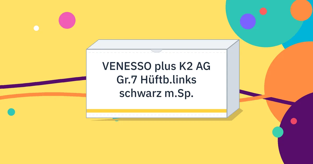 Symbolbild: Packung mit der Aufschrift VENESSO plus K2 AG Gr.7 Hüftb.links schwarz m.Sp. (PZN 03308431) – Verfügbarkeit und Bezug in Apotheken in Frankfurt am Main