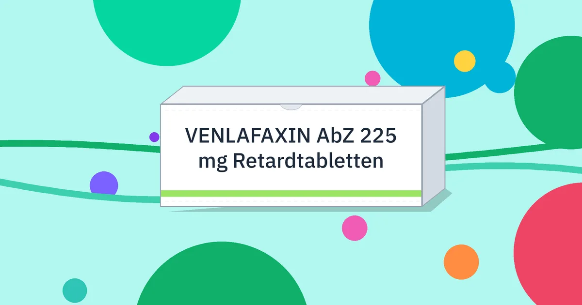 Symbolbild: Packung mit der Aufschrift VENLAFAXIN AbZ 225 mg Retardtabletten (PZN 01716108) – Verfügbarkeit und Bezug in Apotheken in Frankfurt am Main