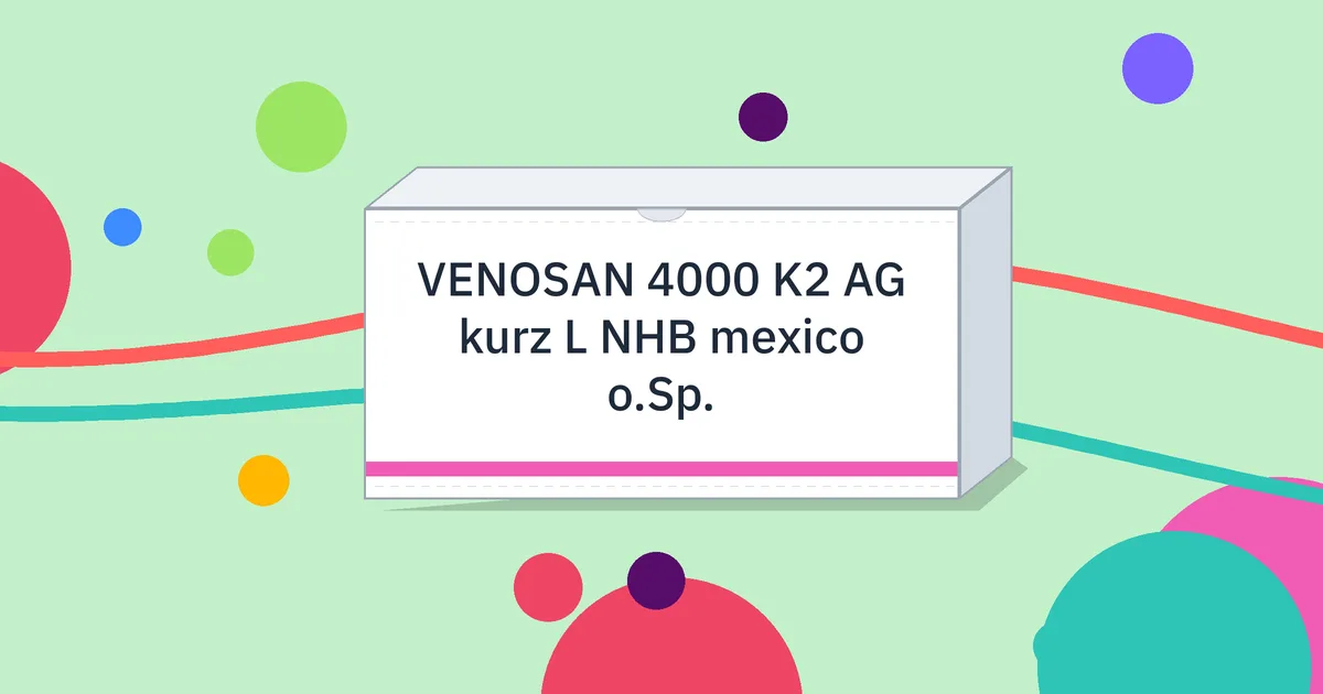Symbolbild: Packung mit der Aufschrift VENOSAN 4000 K2 AG kurz L NHB mexico o.Sp. (PZN 14424620) – Verfügbarkeit und Bezug in Apotheken in Frankfurt am Main