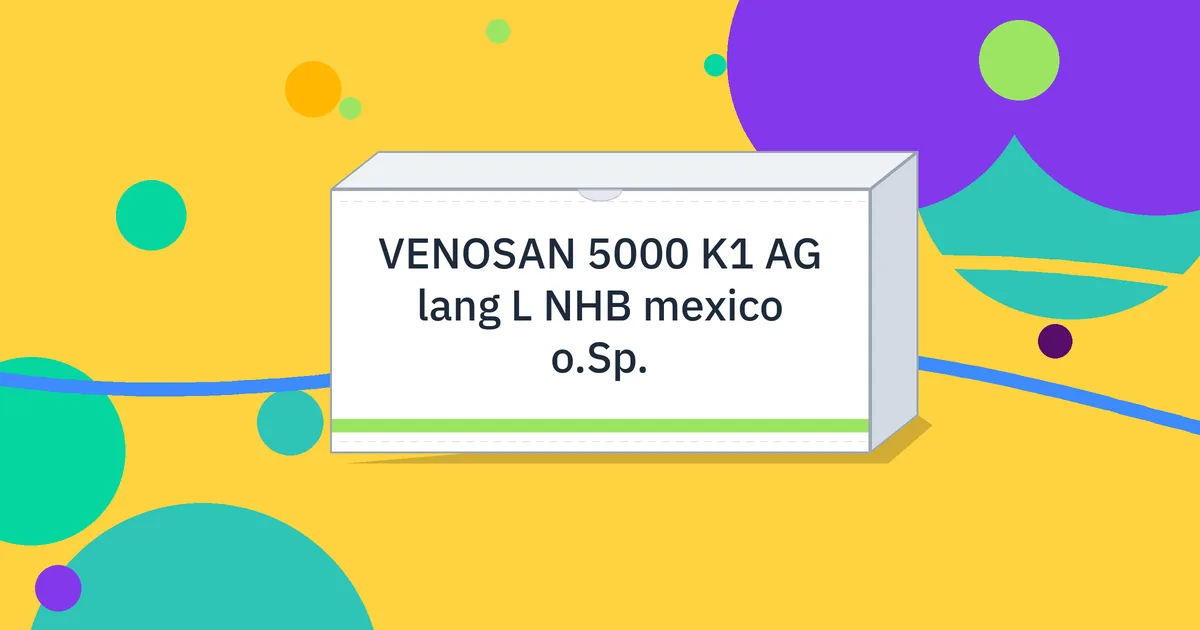 Symbolbild: Packung mit der Aufschrift VENOSAN 5000 K1 AG lang L NHB mexico o.Sp. (PZN 14429741) – Verfügbarkeit und Bezug in Apotheken in Frankfurt am Main