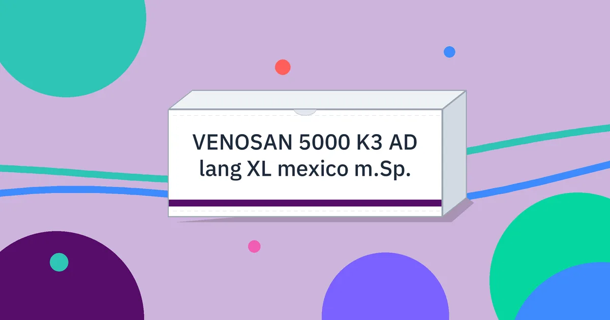 Symbolbild: Packung mit der Aufschrift VENOSAN 5000 K3 AD lang XL mexico m.Sp. (PZN 14430804) – Verfügbarkeit und Bezug in Apotheken in Frankfurt am Main