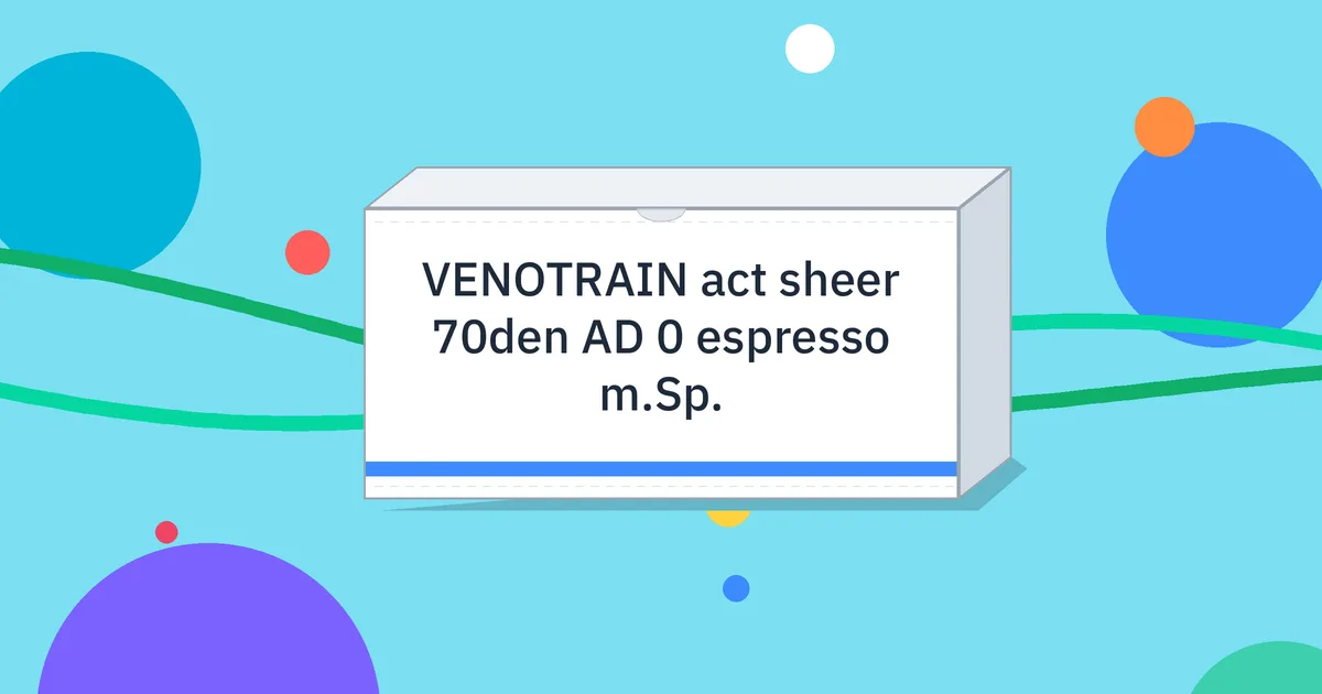 Symbolbild: Packung mit der Aufschrift VENOTRAIN act sheer 70den AD 0 espresso m.Sp. (PZN 16208895) – Verfügbarkeit und Bezug in Apotheken in Frankfurt am Main