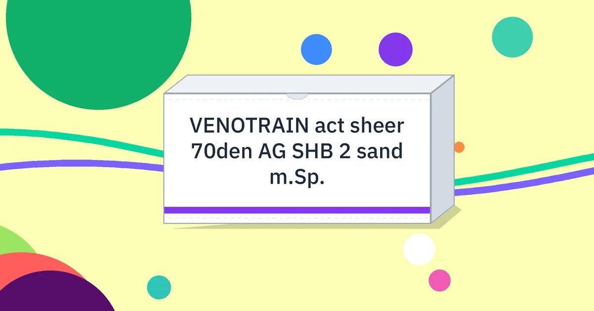 Symbolbild: Packung mit der Aufschrift VENOTRAIN act sheer 70den AG SHB 2 sand m.Sp. (PZN 16208174) – Verfügbarkeit und Bezug in Apotheken in Frankfurt am Main