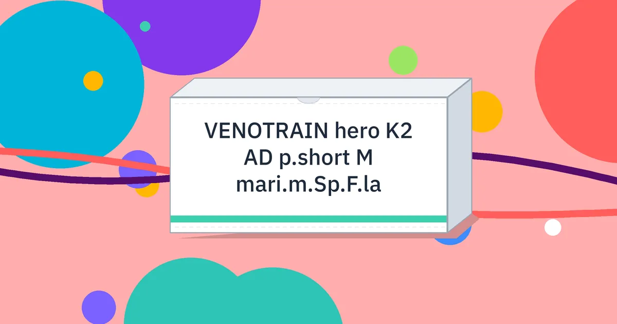 Symbolbild: Packung mit der Aufschrift VENOTRAIN hero K2 AD p.short M mari.m.Sp.F.la (PZN 19189425) – Verfügbarkeit und Bezug in Apotheken in Frankfurt am Main