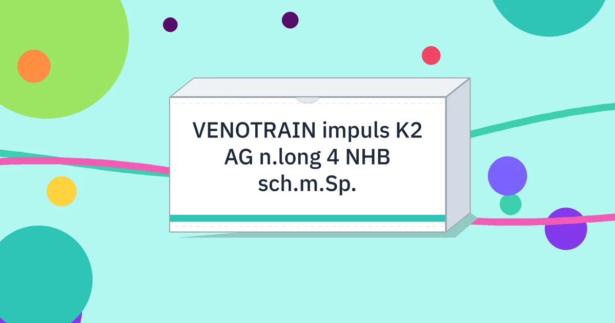 Symbolbild: Packung mit der Aufschrift VENOTRAIN impuls K2 AG n.long 4 NHB sch.m.Sp. (PZN 00507590) – Verfügbarkeit und Bezug in Apotheken in Frankfurt am Main