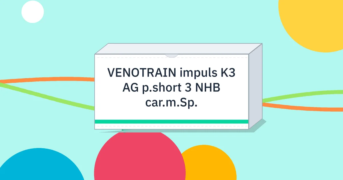 Symbolbild: Packung mit der Aufschrift VENOTRAIN impuls K3 AG p.short 3 NHB car.m.Sp. (PZN 00521727) – Verfügbarkeit und Bezug in Apotheken in Frankfurt am Main