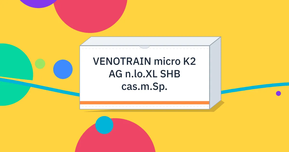 Symbolbild: Packung mit der Aufschrift VENOTRAIN micro K2 AG n.lo.XL SHB cas.m.Sp. (PZN 20760078) – Verfügbarkeit und Bezug in Apotheken in Frankfurt am Main