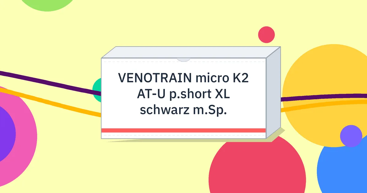 Symbolbild: Packung mit der Aufschrift VENOTRAIN micro K2 AT-U p.short XL schwarz m.Sp. (PZN 00811276) – Verfügbarkeit und Bezug in Apotheken in Frankfurt am Main