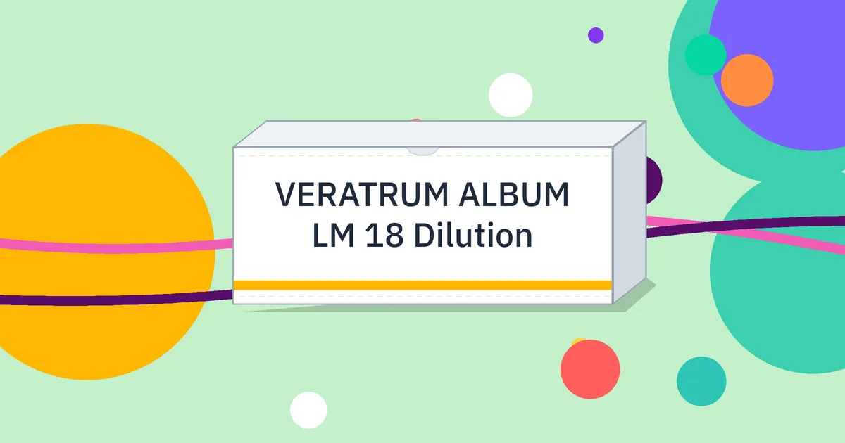 Symbolbild: Packung mit der Aufschrift VERATRUM ALBUM LM 18 Dilution (PZN 02604245) – Verfügbarkeit und Bezug in Apotheken in Frankfurt am Main