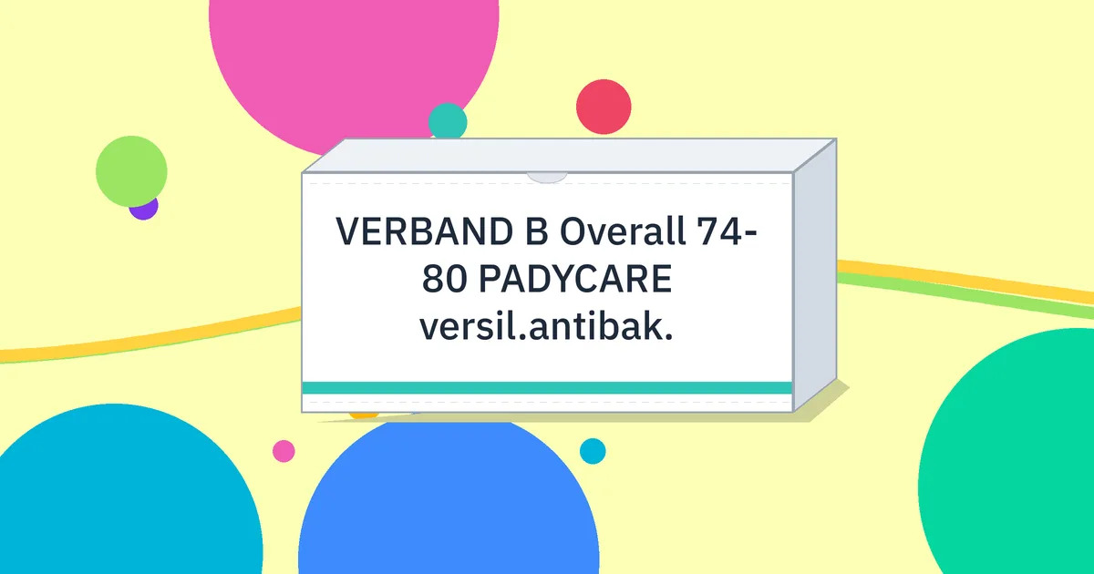 Symbolbild: Packung mit der Aufschrift VERBAND B Overall 74-80 PADYCARE versil.antibak. (PZN 10940313) – Verfügbarkeit und Bezug in Apotheken in Frankfurt am Main