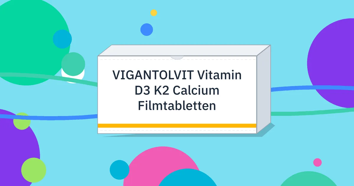Symbolbild: Packung mit der Aufschrift VIGANTOLVIT Vitamin D3 K2 Calcium Filmtabletten (PZN 14371711) – Verfügbarkeit und Bezug in Apotheken in Frankfurt am Main