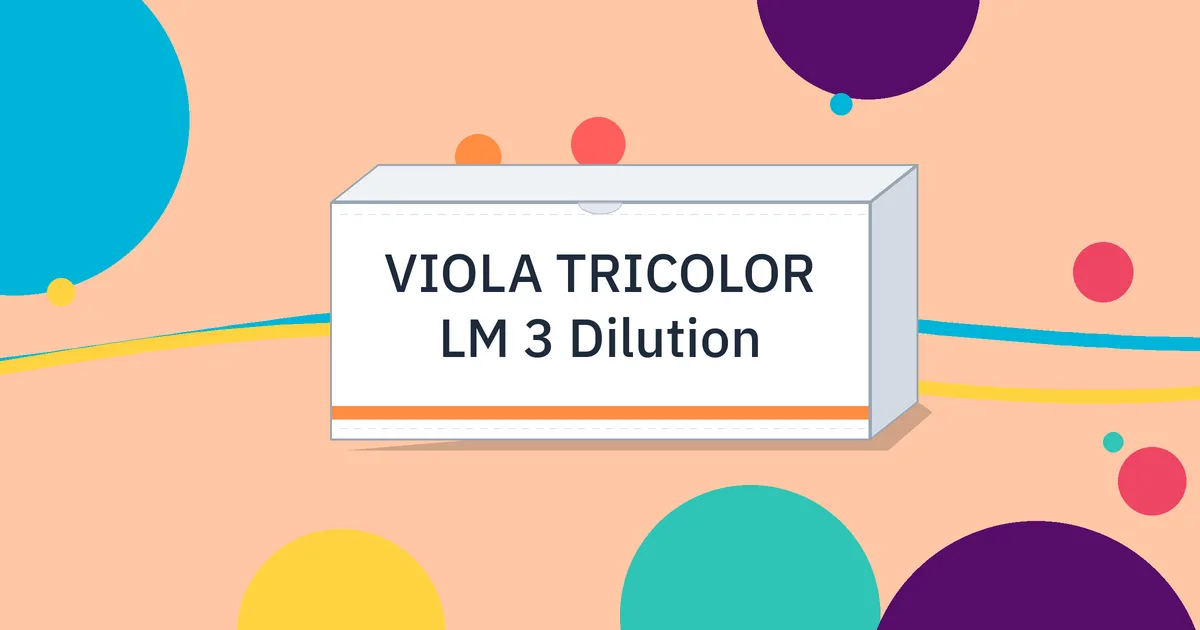 Symbolbild: Packung mit der Aufschrift VIOLA TRICOLOR LM 3 Dilution (PZN 13275997) – Verfügbarkeit und Bezug in Apotheken in Frankfurt am Main