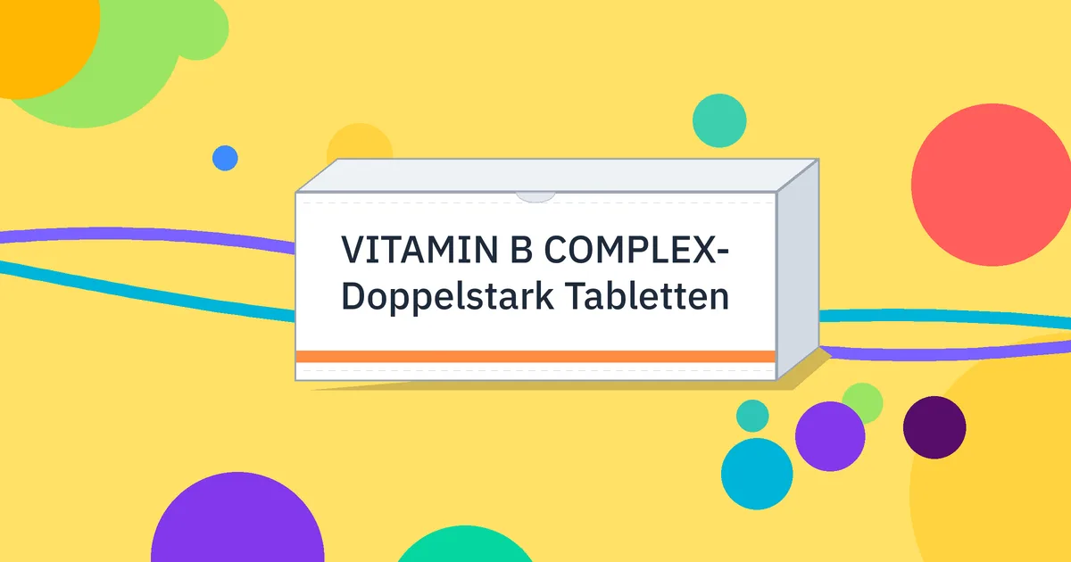 Symbolbild: Packung mit der Aufschrift VITAMIN B COMPLEX-Doppelstark Tabletten (PZN 12473867) – Verfügbarkeit und Bezug in Apotheken in Frankfurt am Main