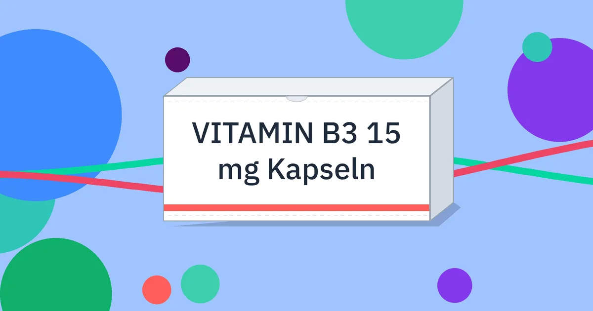 Symbolbild: Packung mit der Aufschrift VITAMIN B3 15 mg Kapseln (PZN 18666107) – Verfügbarkeit und Bezug in Apotheken in Frankfurt am Main