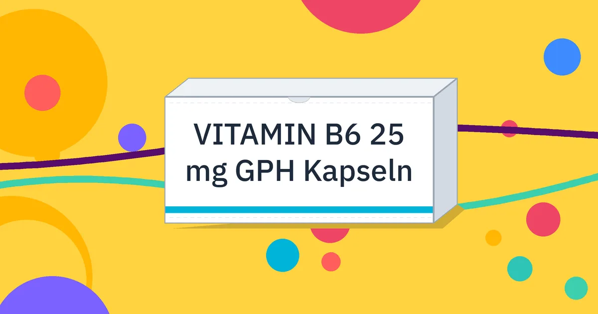 Symbolbild: Packung mit der Aufschrift VITAMIN B6 25 mg GPH Kapseln (PZN 14364757) – Verfügbarkeit und Bezug in Apotheken in Frankfurt am Main