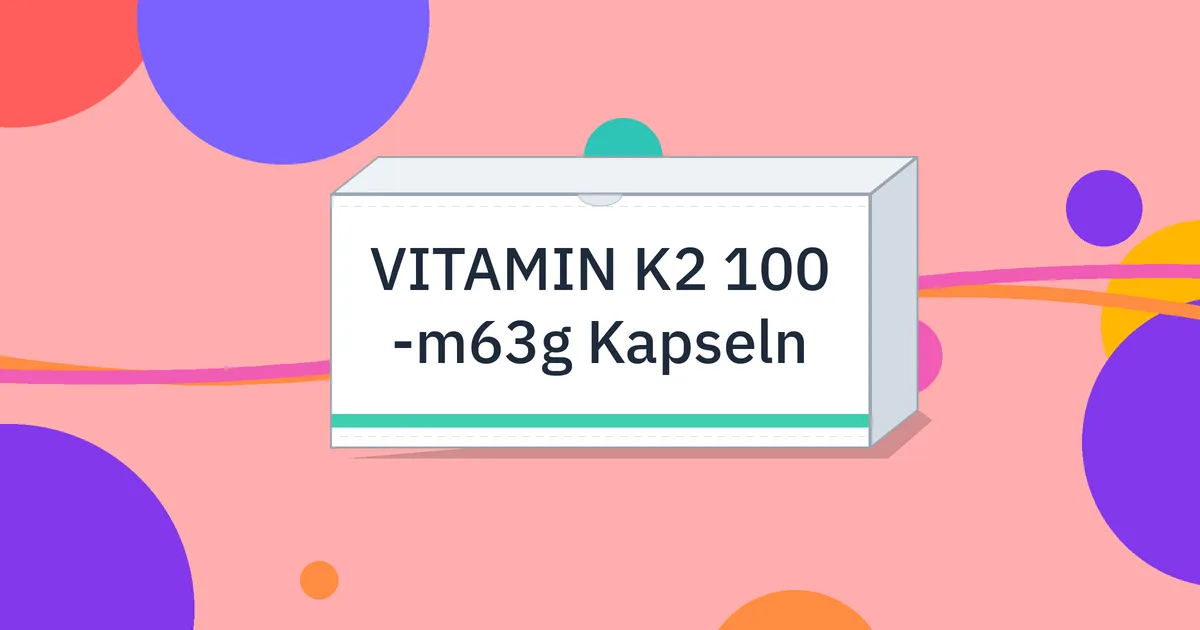Symbolbild: Packung mit der Aufschrift VITAMIN K2 100 -m63g Kapseln (PZN 11685478) – Verfügbarkeit und Bezug in Apotheken in Frankfurt am Main