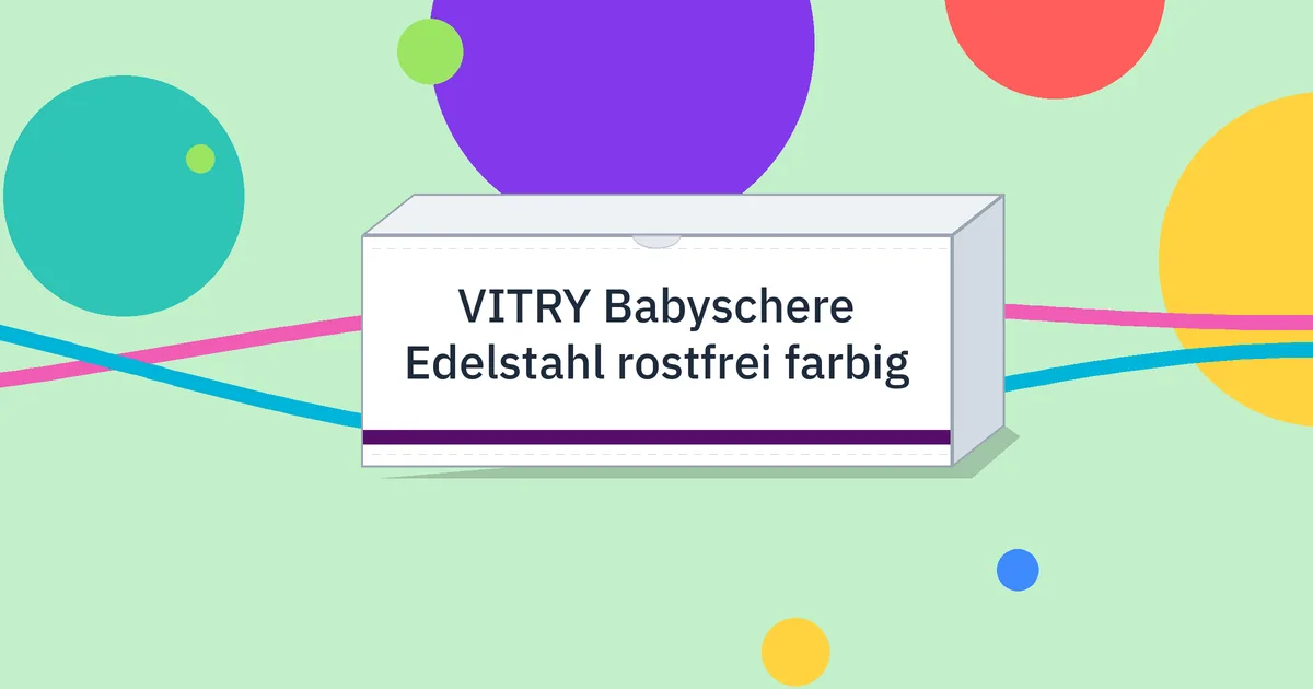 Symbolbild: Packung mit der Aufschrift VITRY Babyschere Edelstahl rostfrei farbig (PZN 05045220) – Verfügbarkeit und Bezug in Apotheken in Frankfurt am Main