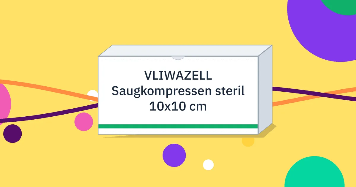 Symbolbild: Packung mit der Aufschrift VLIWAZELL Saugkompressen steril 10x10 cm (PZN 19704525) – Verfügbarkeit und Bezug in Apotheken in Frankfurt am Main