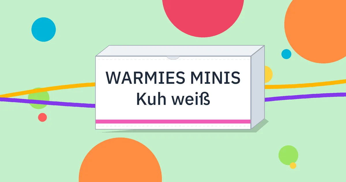 Symbolbild: Packung mit der Aufschrift WARMIES MINIS Kuh weiß (PZN 16757834) – Verfügbarkeit und Bezug in Apotheken in Frankfurt am Main