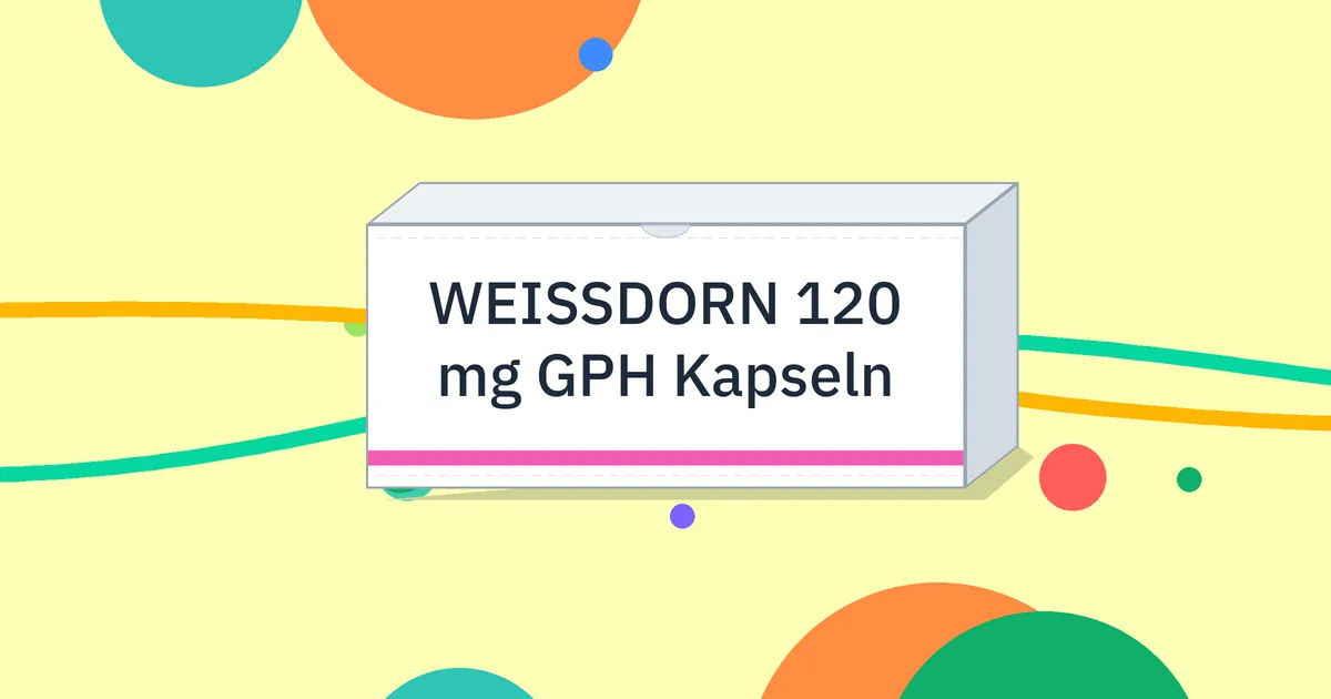 Symbolbild: Packung mit der Aufschrift WEISSDORN 120 mg GPH Kapseln (PZN 03461316) – Verfügbarkeit und Bezug in Apotheken in Frankfurt am Main