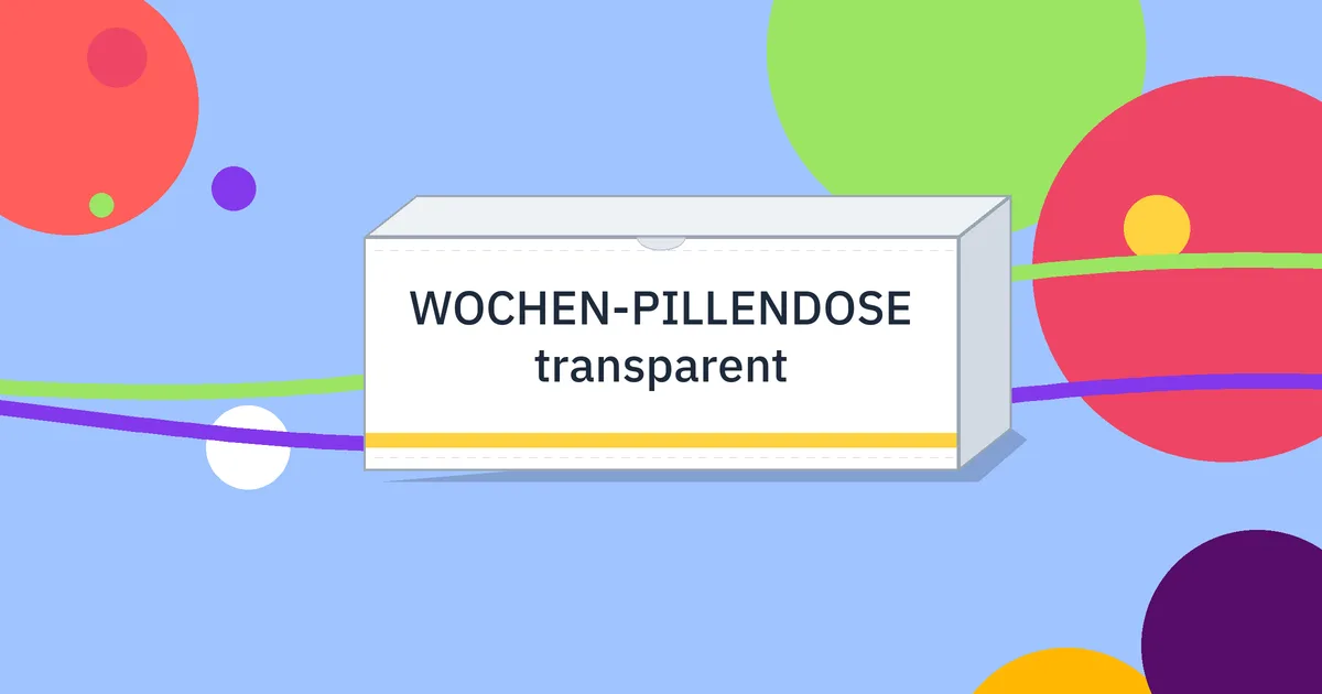 Symbolbild: Packung mit der Aufschrift WOCHEN-PILLENDOSE transparent (PZN 20157867) – Verfügbarkeit und Bezug in Apotheken in Frankfurt am Main