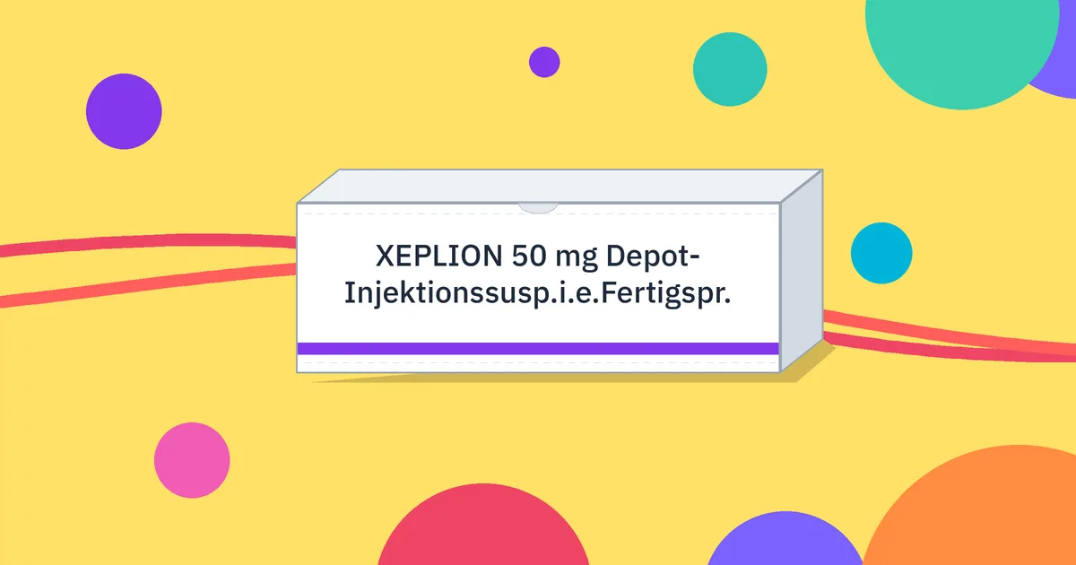 Symbolbild: Packung mit der Aufschrift XEPLION 50 mg Depot-Injektionssusp.i.e.Fertigspr. (PZN 10193336) – Verfügbarkeit und Bezug in Apotheken in Frankfurt am Main